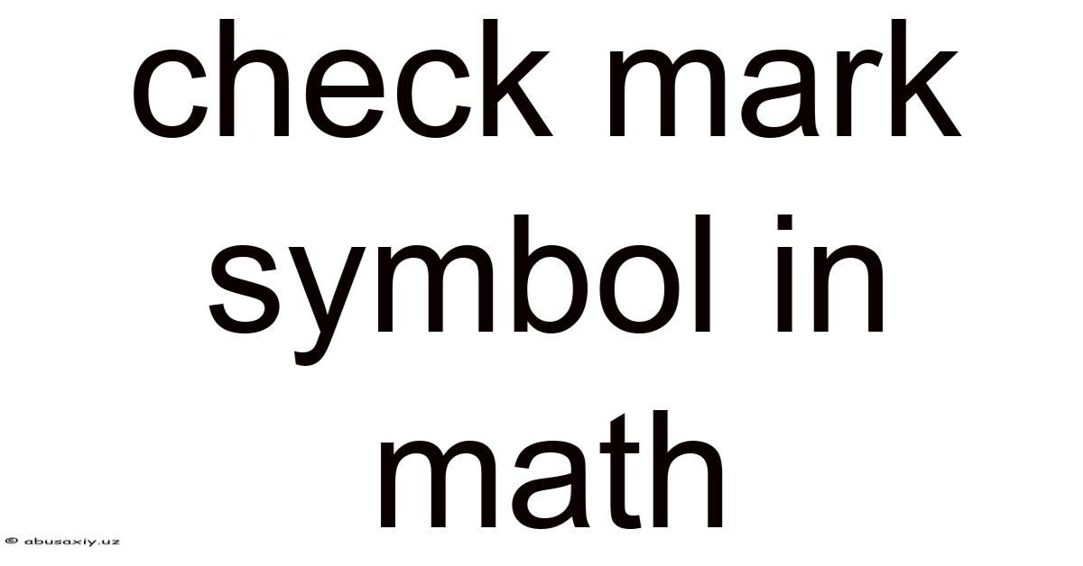 Check Mark Symbol In Math